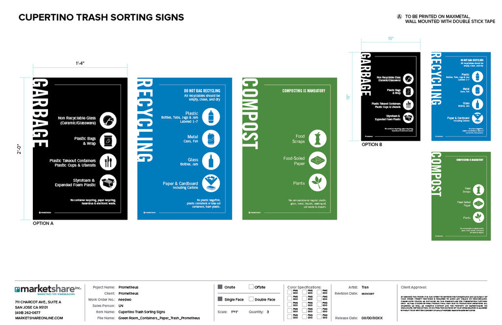 Cupertino Trash Sorting Signs 10” x 15” | Prometheus Online Store
